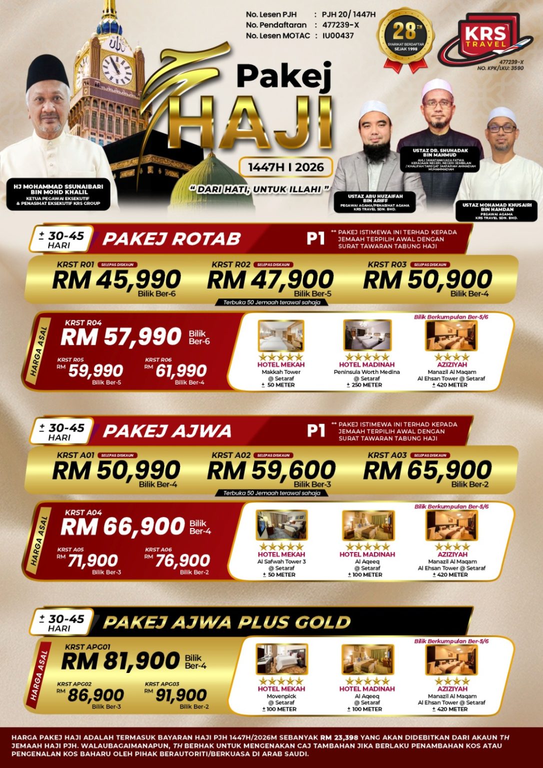 Pakej Haji 2026 – KRS Travel Sdn Bhd